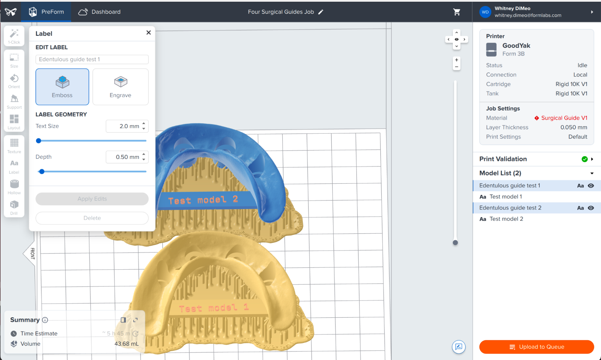 Adding labels to models in PreForm